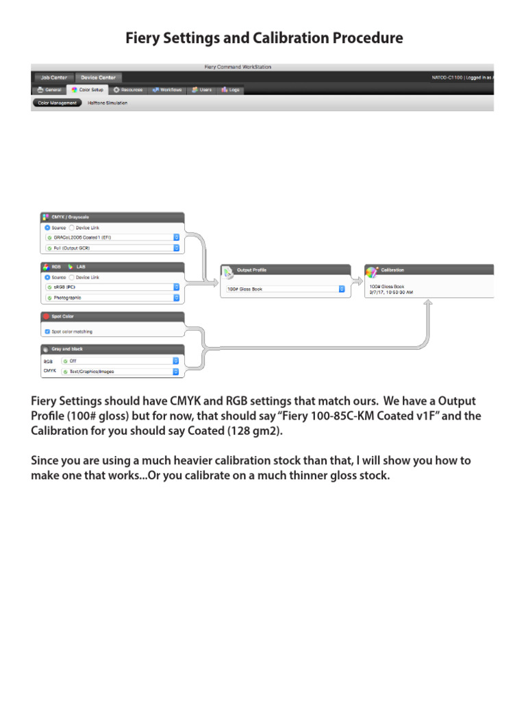 Calibration and Fiery Settings | PDF