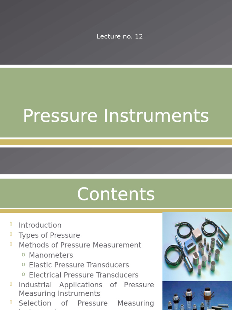Pressure Measurement Instruments Overview | PDF | Pressure Measurement ...