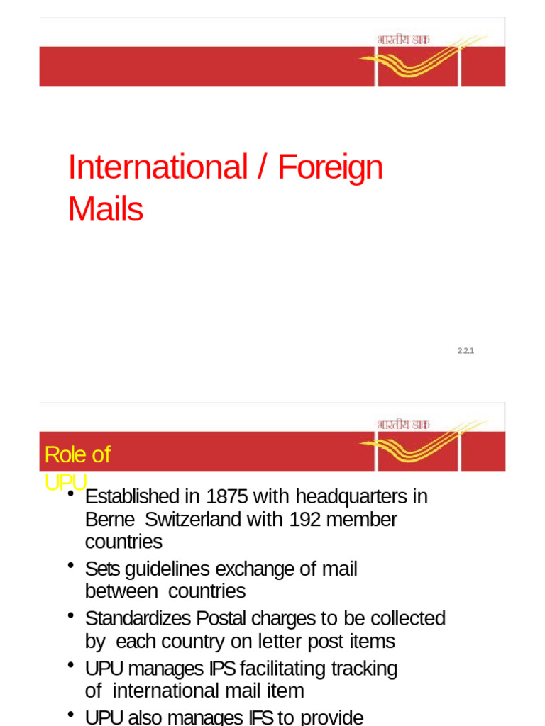 2.2 Foreign Mails | PDF | Mail | Customs