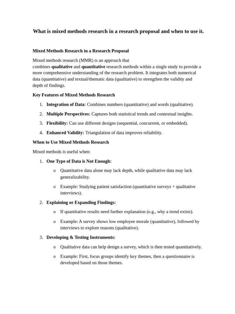 What Is Mixed Methods Research in A Research Proposal and When To Use ...