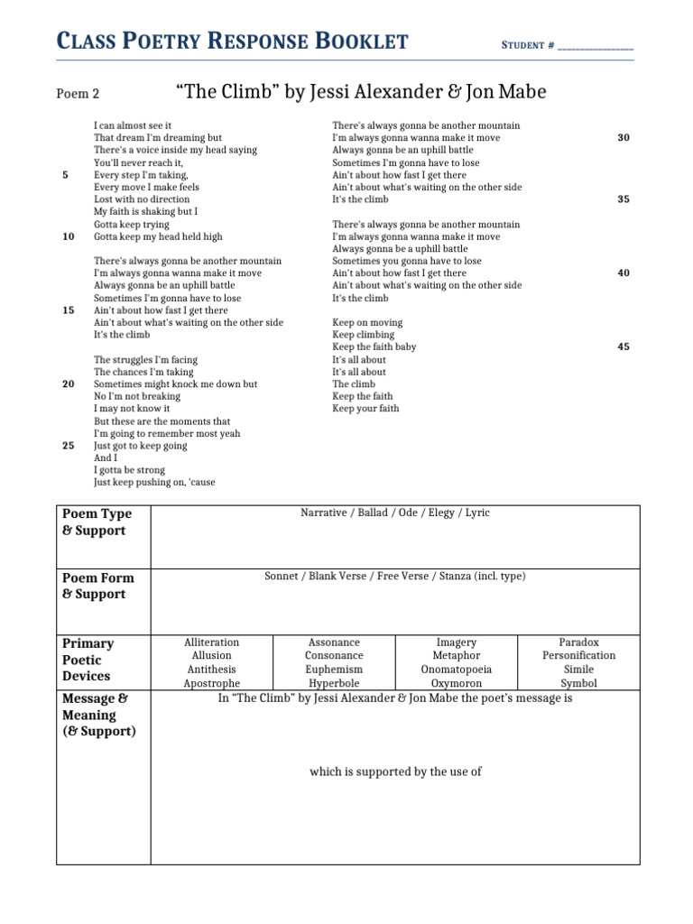 E12 - Class Poem Booklet November 2018 P2 | PDF | Poetry | Poetic Devices