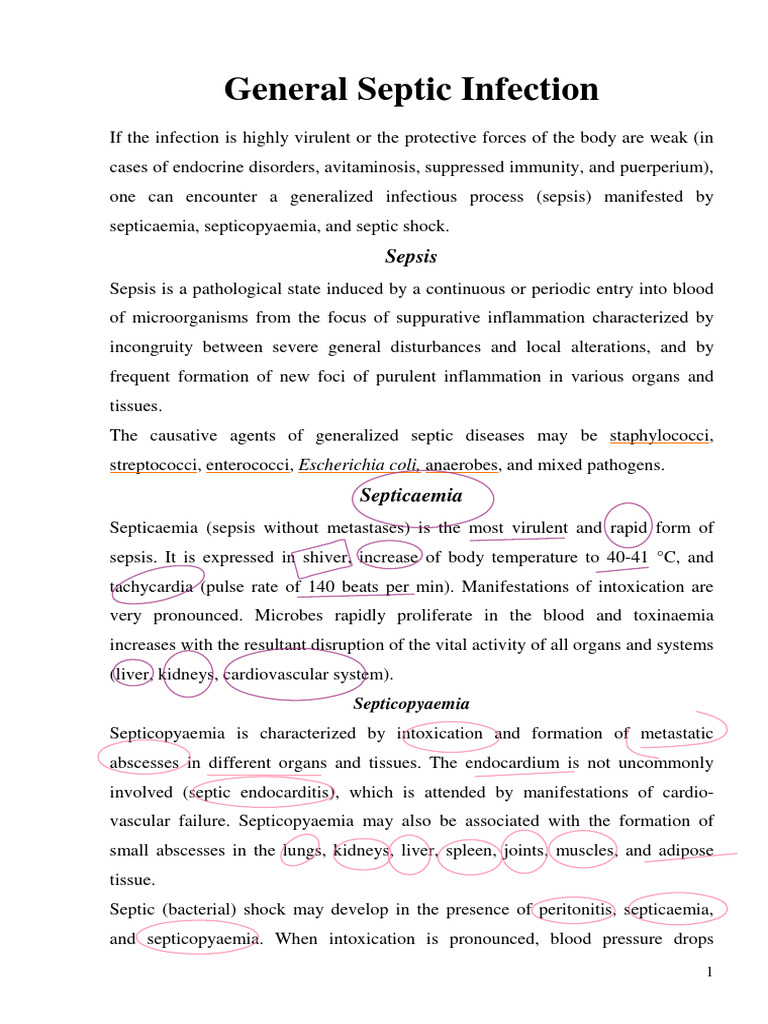 Lecture 1 (General Septic Infection) | PDF | Sepsis | Infection
