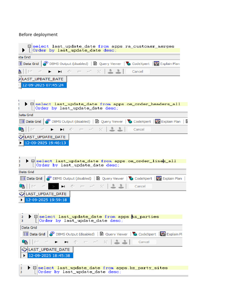 Before Dployment Cust Merge Prod | PDF
