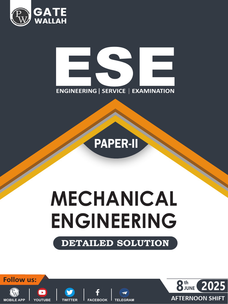 ESE Pre Mechanical Engineering Examination 2025 ME 10-06-2025with | PDF ...