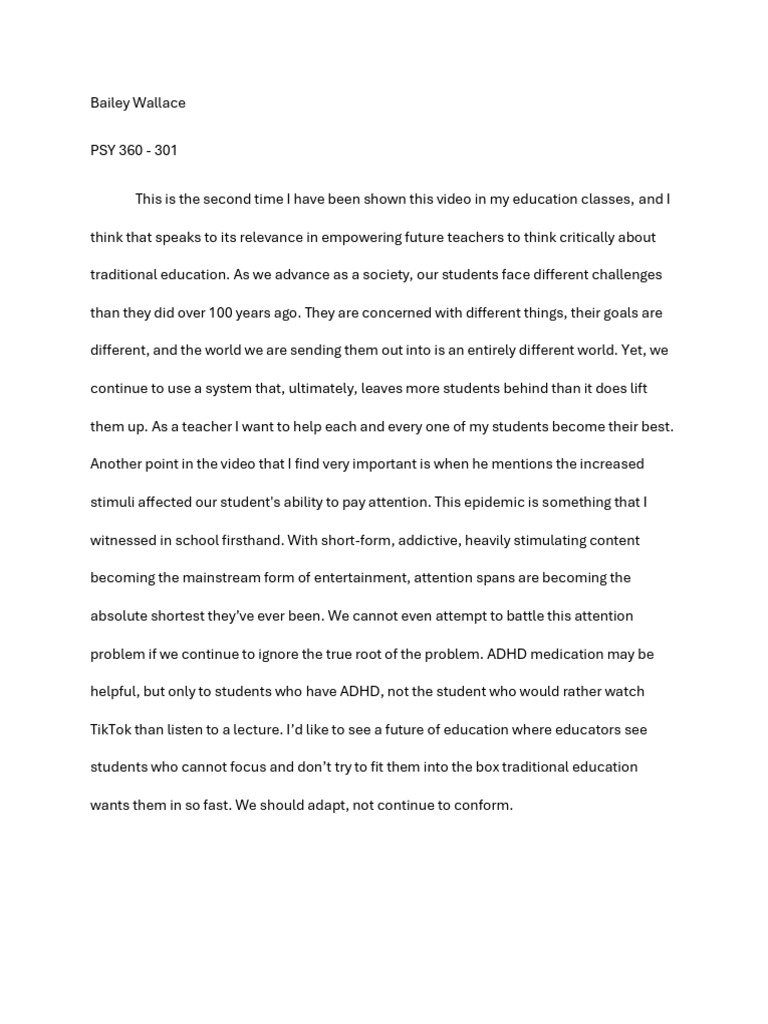 Educational Psychology Exit Slip - Changing Education Paradigms | PDF