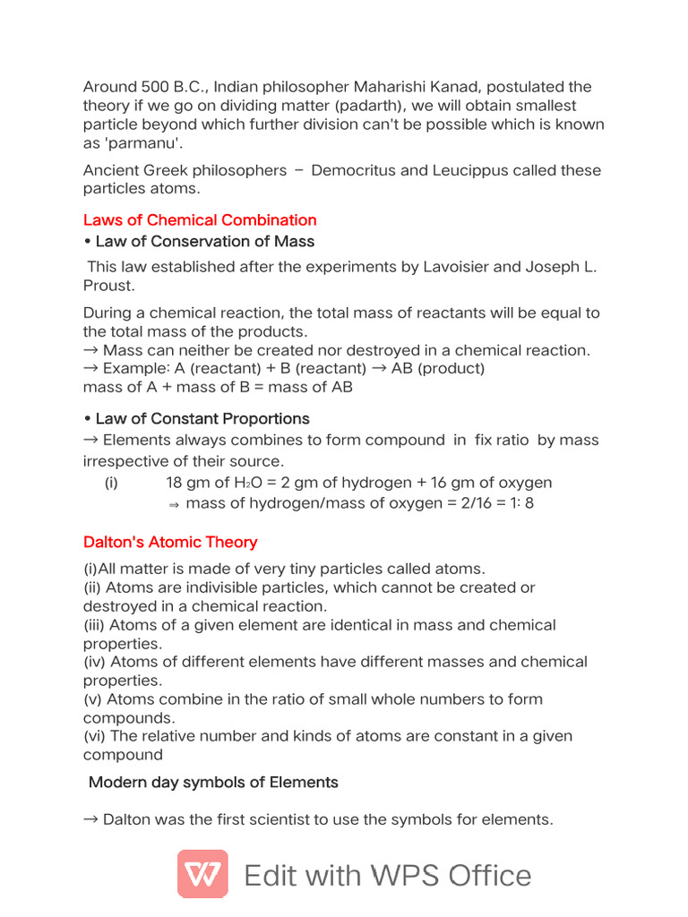 Class 9 Chemistry Chapter 3 Notes Pdf Ion Molecules