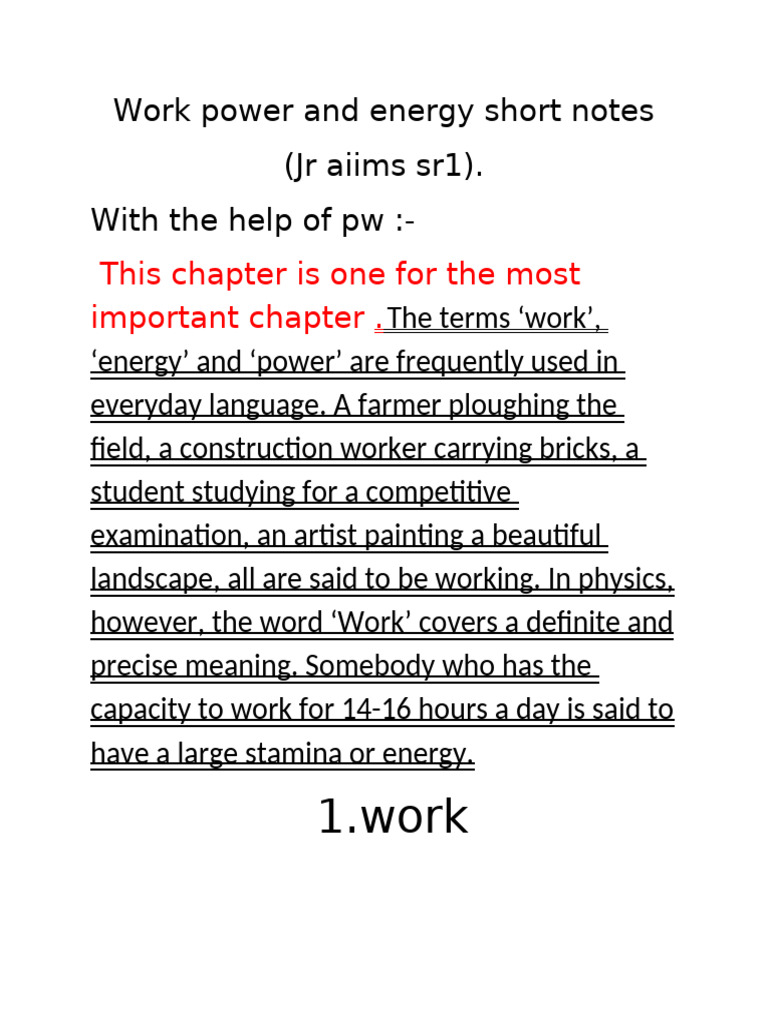Work, Power, and Energy Overview | PDF | Potential Energy | Power (Physics)