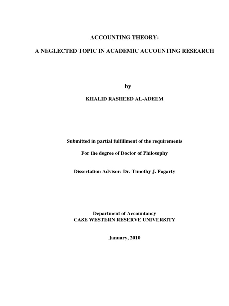 AlAdeem Khalid Rasheed | PDF | Accounting | Theory