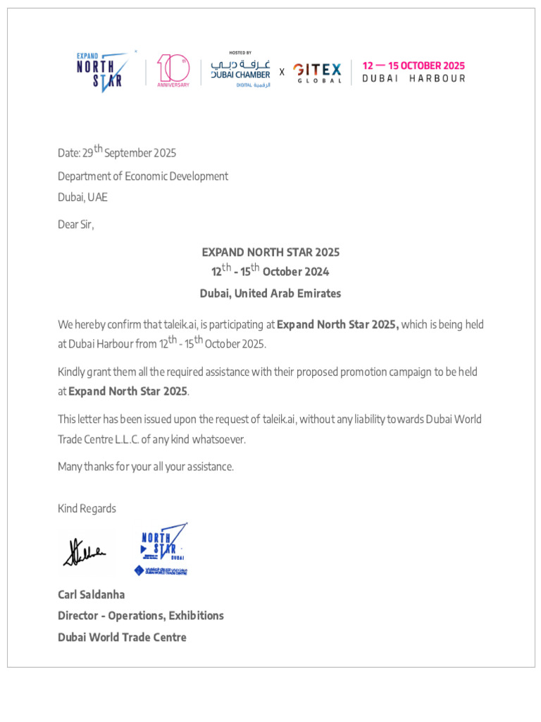 Expand North Star 2025 Dubai Economic Department Letter For Raffle ...