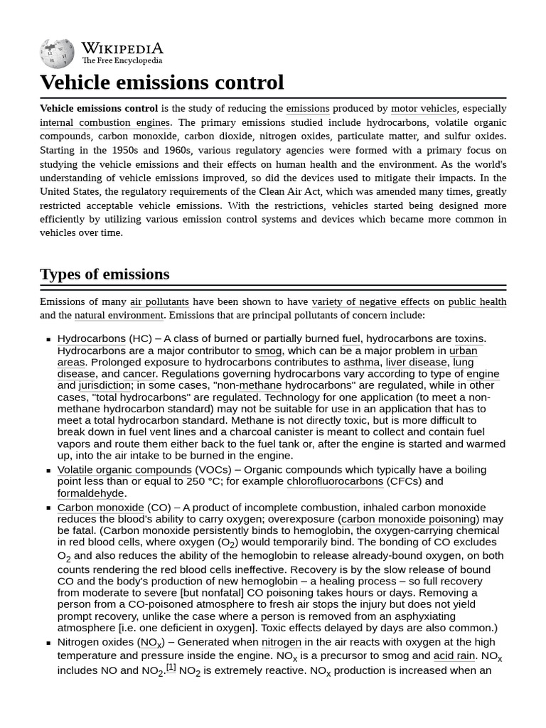 Vehicle Emissions Control | PDF | Exhaust Gas | Air Pollution