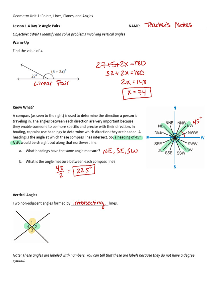 Understanding Vertical Angles in Geometry | PDF | Angle | Line (Geometry)