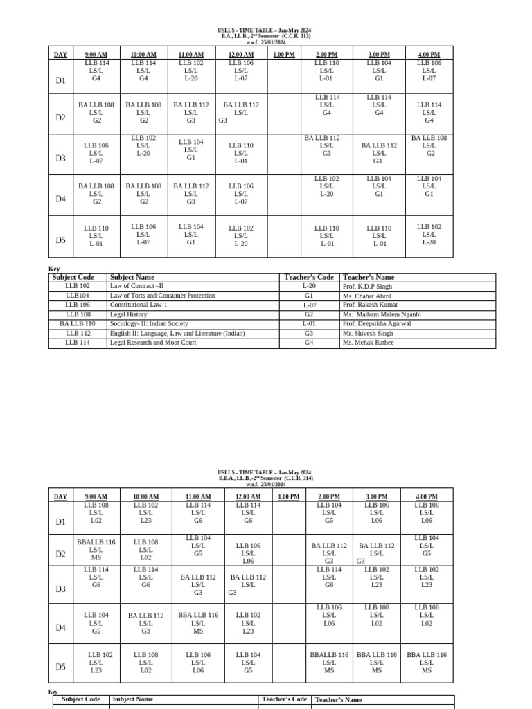 Time Table Jan 2024 29-1-2024 | PDF | Alternative Dispute Resolution ...