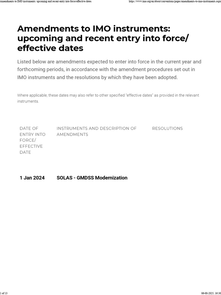 IMO Amendments: 2024 Effective Dates | PDF | Shipping