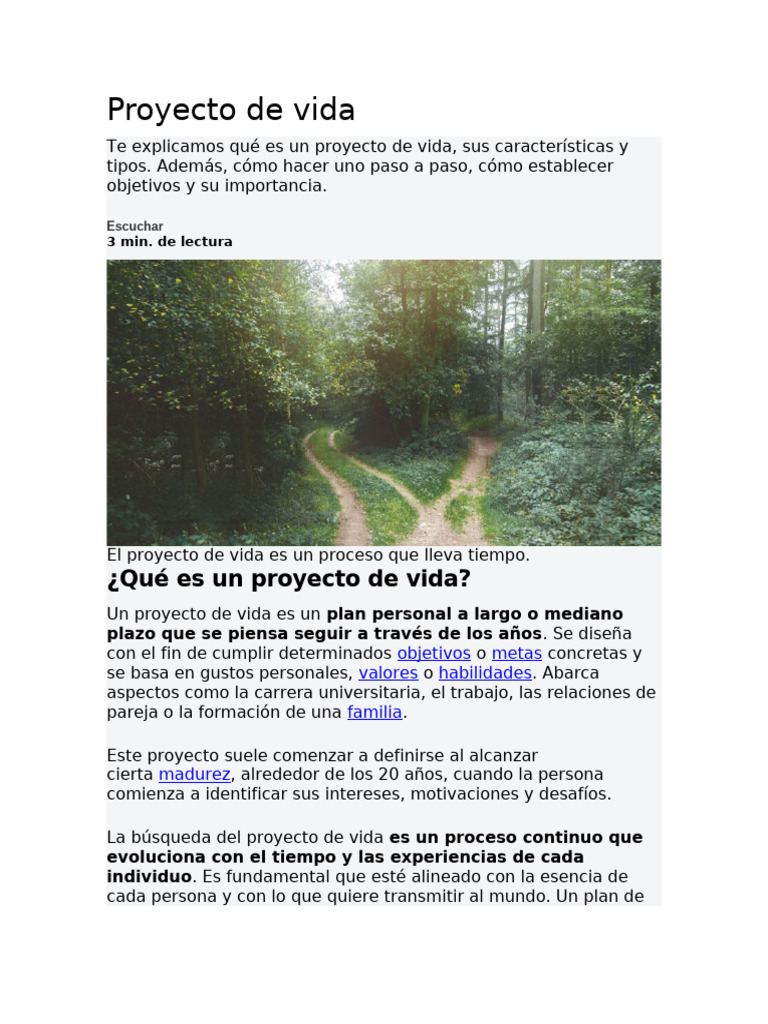 Cómo crear un proyecto de vida efectivo | PDF | Vida | Motivación