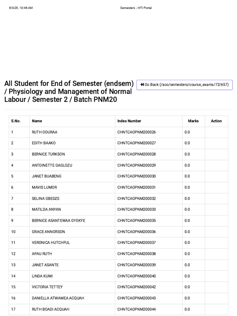End of Semester Results: PNM20 Batch | PDF