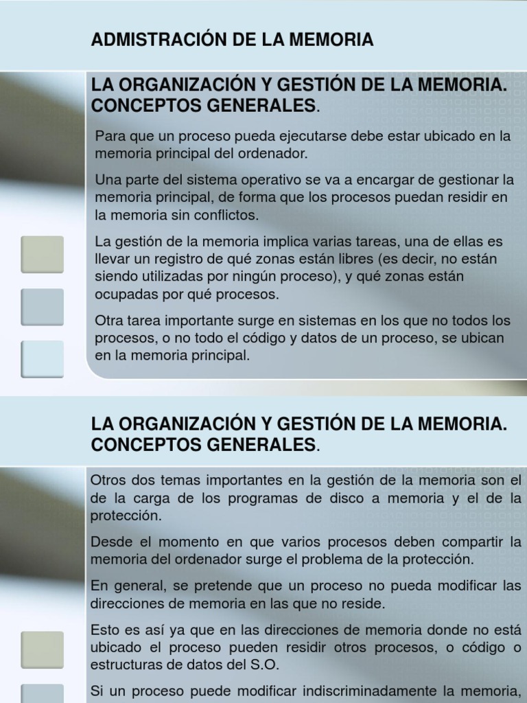 Administración de Memoria | PDF | Memoria del ordenador | Proceso ...
