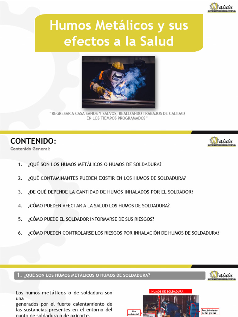 Humos Metálicos y Sus Efectos para La Salud 06.09.2025 | PDF ...