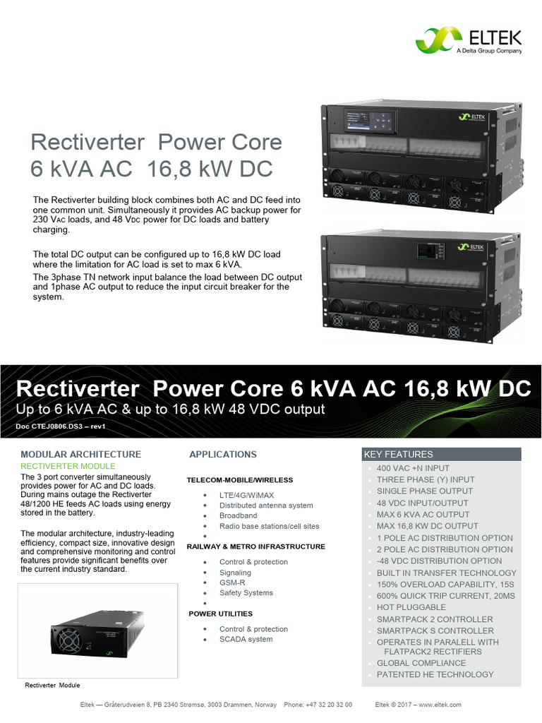 Rectiverter Power Core 6 kVA AC 16.8 kW DC | PDF | Alternating Current ...