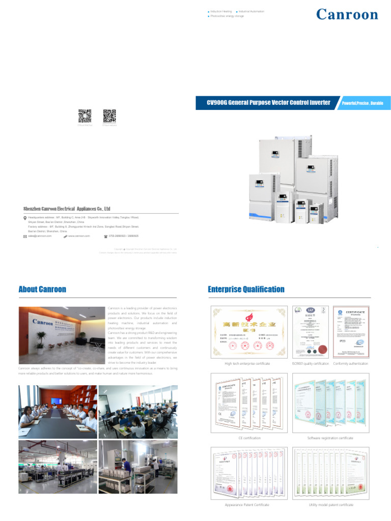 CV900G Inverter Manual Overview | PDF | Electric Motor | Power Inverter