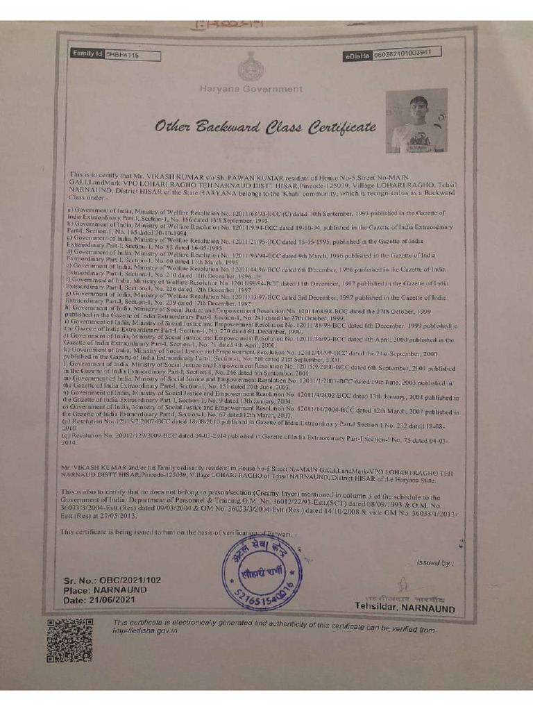 Caste Certificate | PDF