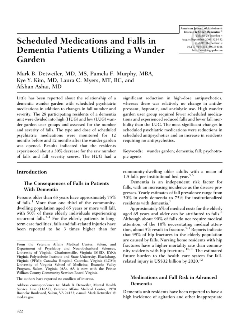Scheduled Medications and Falls in Dementia PatientsUtilizing A Wander ...