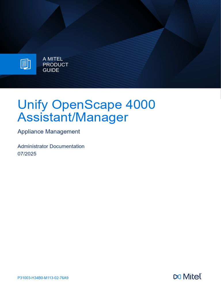 OpenScape 4000 Assistant - Manager V11, Appliance Management ...
