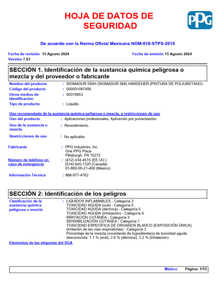 Sigmadur 550h (Sigmadur 568) Herdener (Pintura Poliuretano) | PDF ...