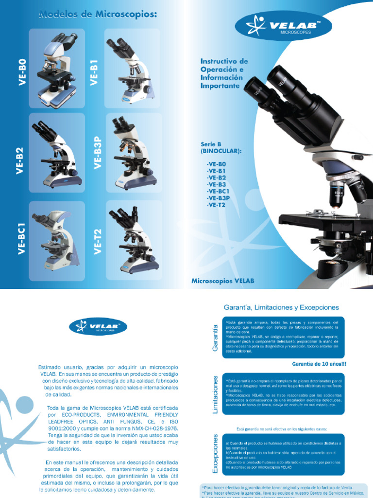 Manual de Usuario Microscopio Ve-B1 | PDF