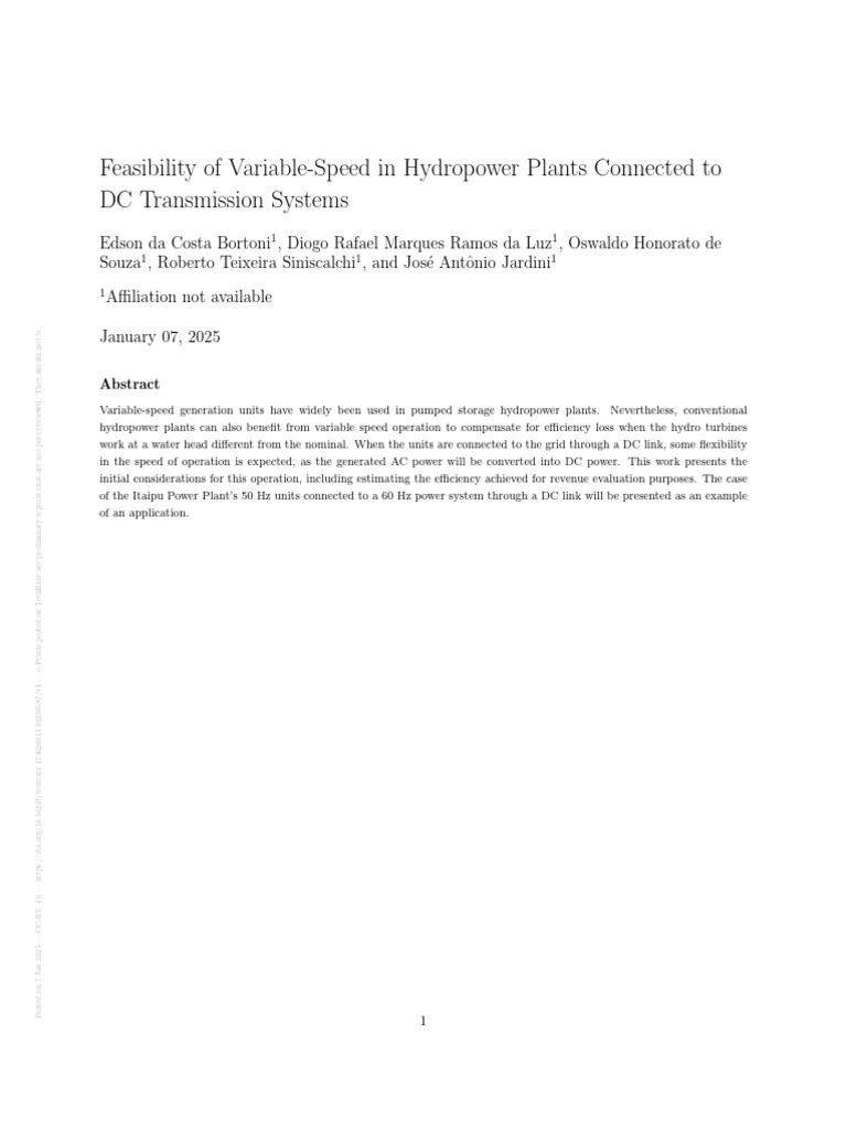 Feasibility of Variable-Speed in Hydropower Plants | PDF ...
