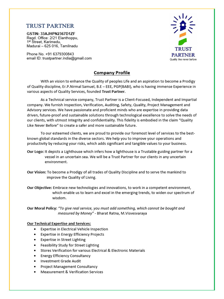 Trust Partner Company Profile - To Ecart | PDF | Photovoltaics | Power ...