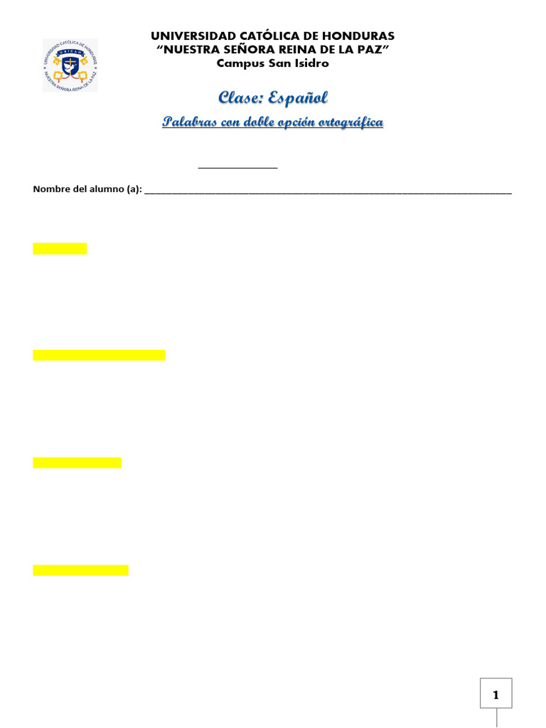 Ejercicios Palabras Con Doble Opción Ortográfica | PDF