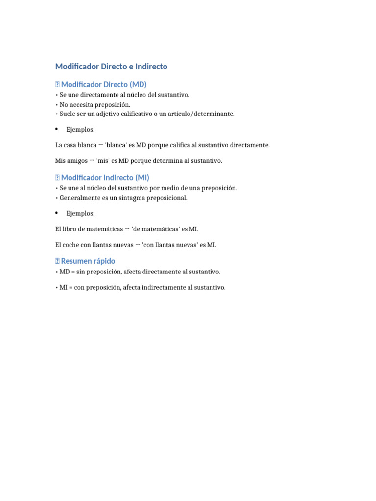 Modificadores Directos e Indirectos | PDF