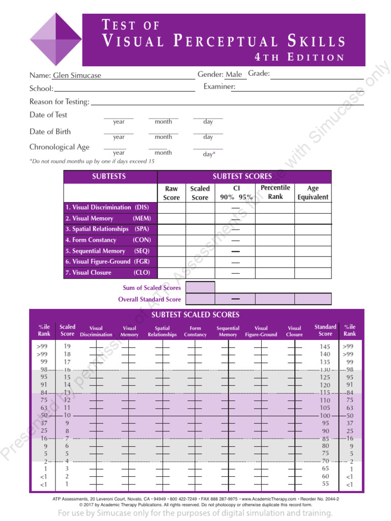 TVPS-4 Visual Skills Assessment Scores | PDF | Chess Theory | Chess