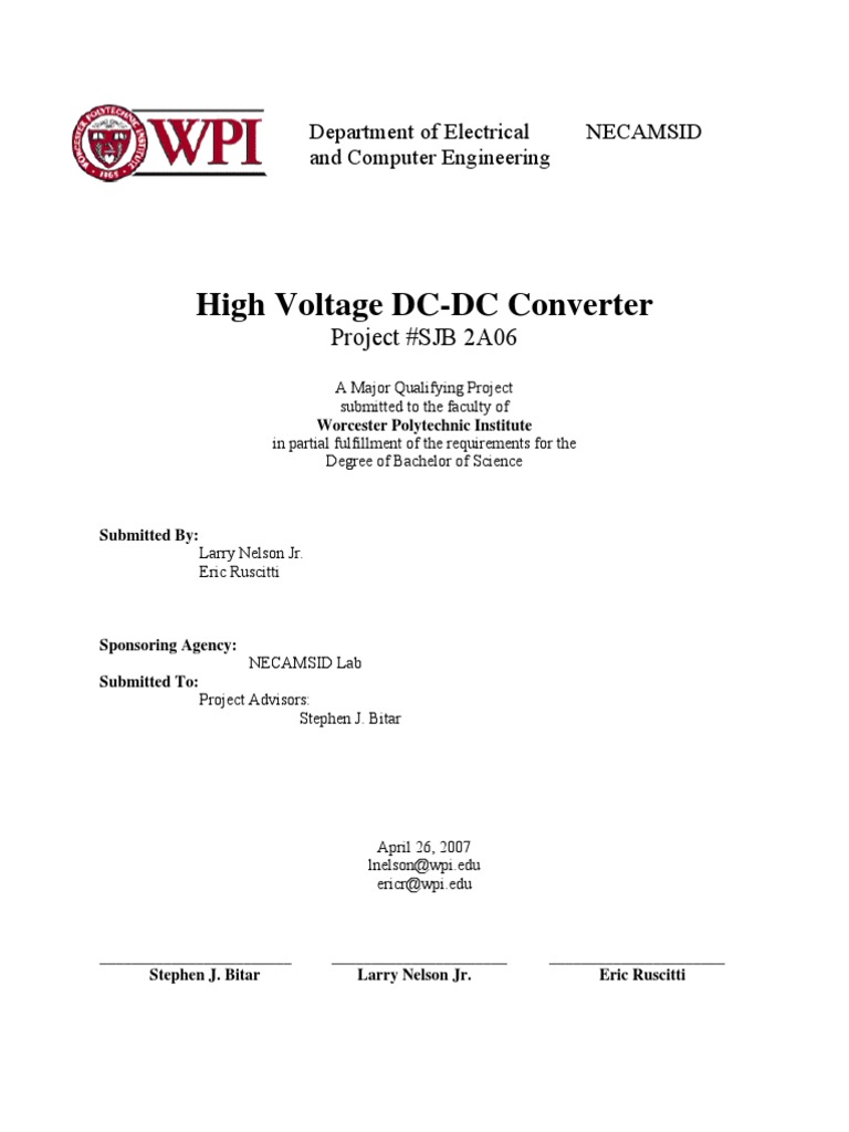 High Voltage DC Converter | PDF