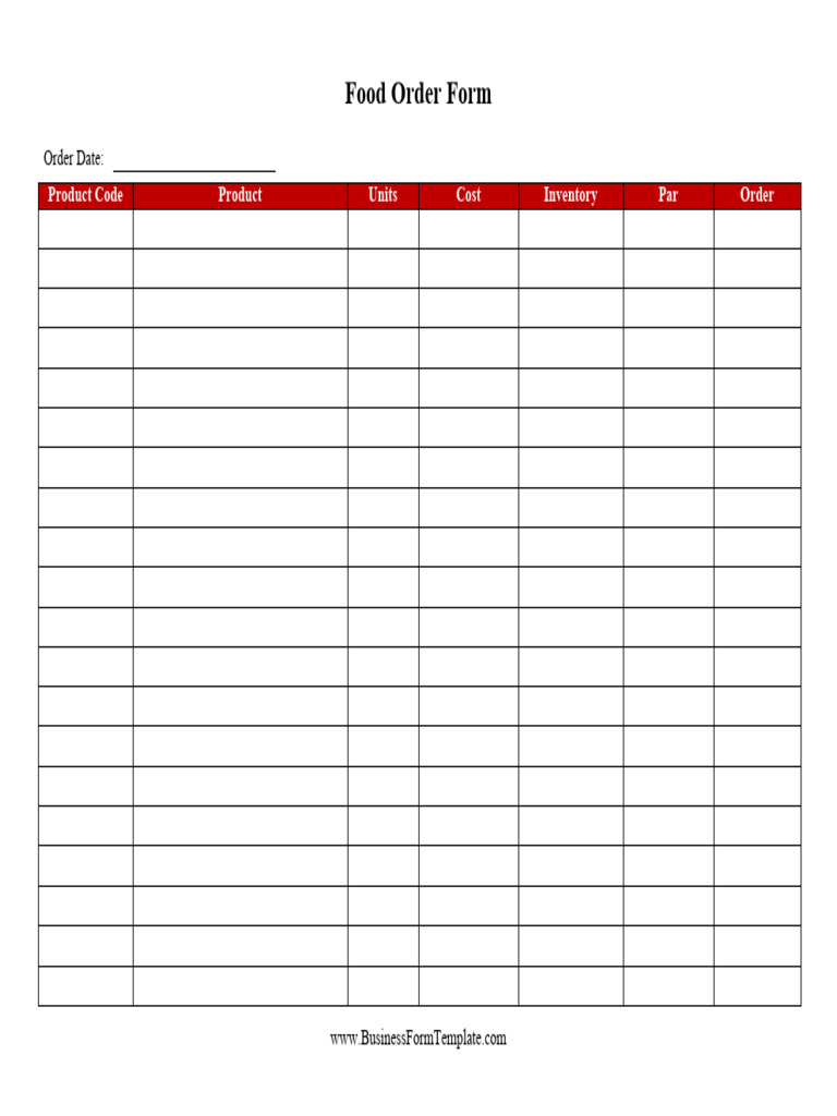 Food Order Form | PDF