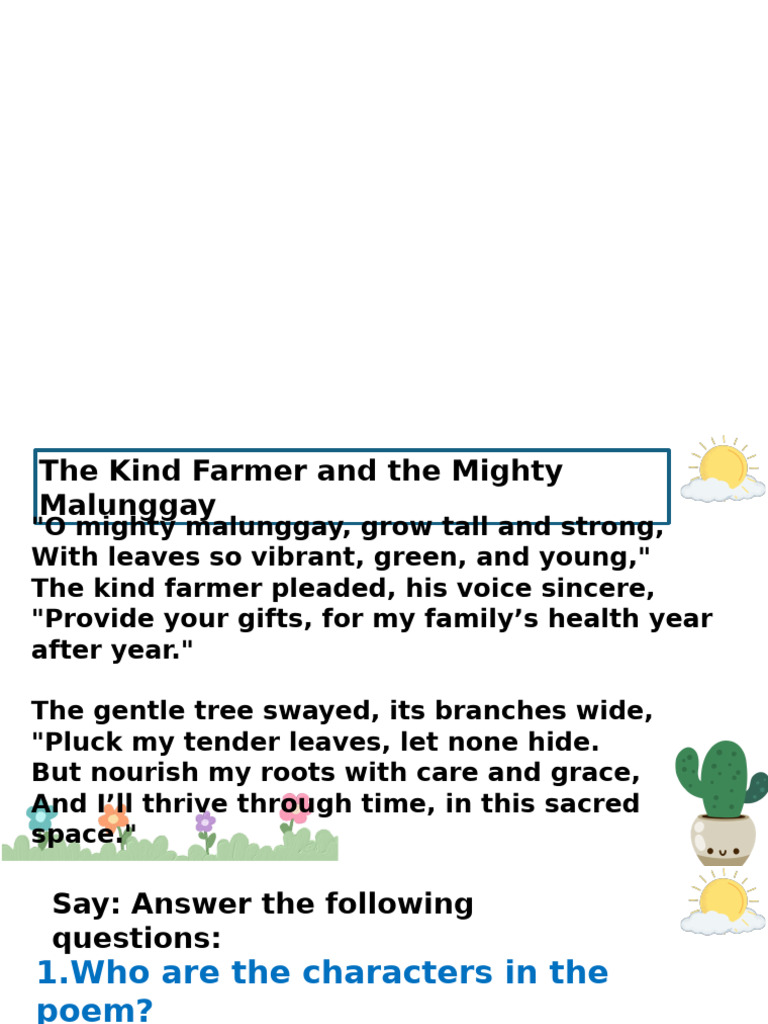 Kind Farmer and Mighty Malunggay Poem | PDF