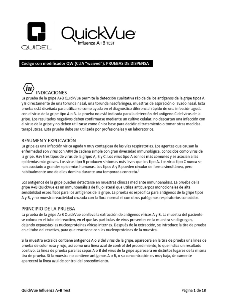 Prueba Rápida de Gripe A+B QuickVue | PDF | Influenza | Virus