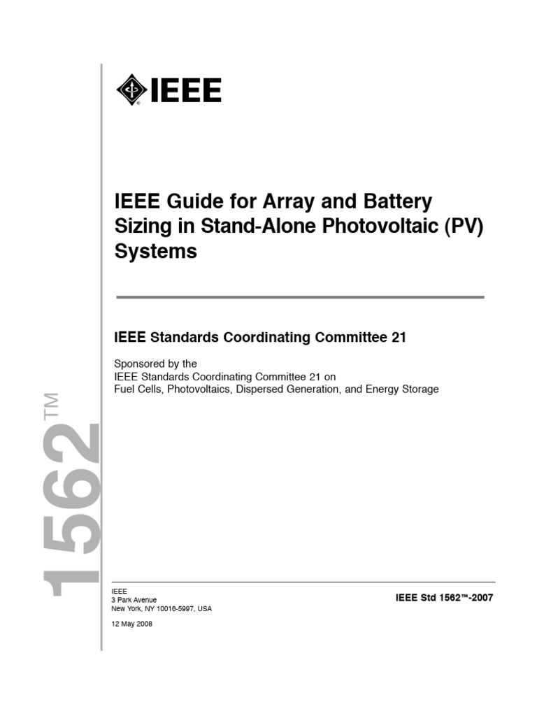Ieee 1562-2007 | PDF | Photovoltaics | Photovoltaic System