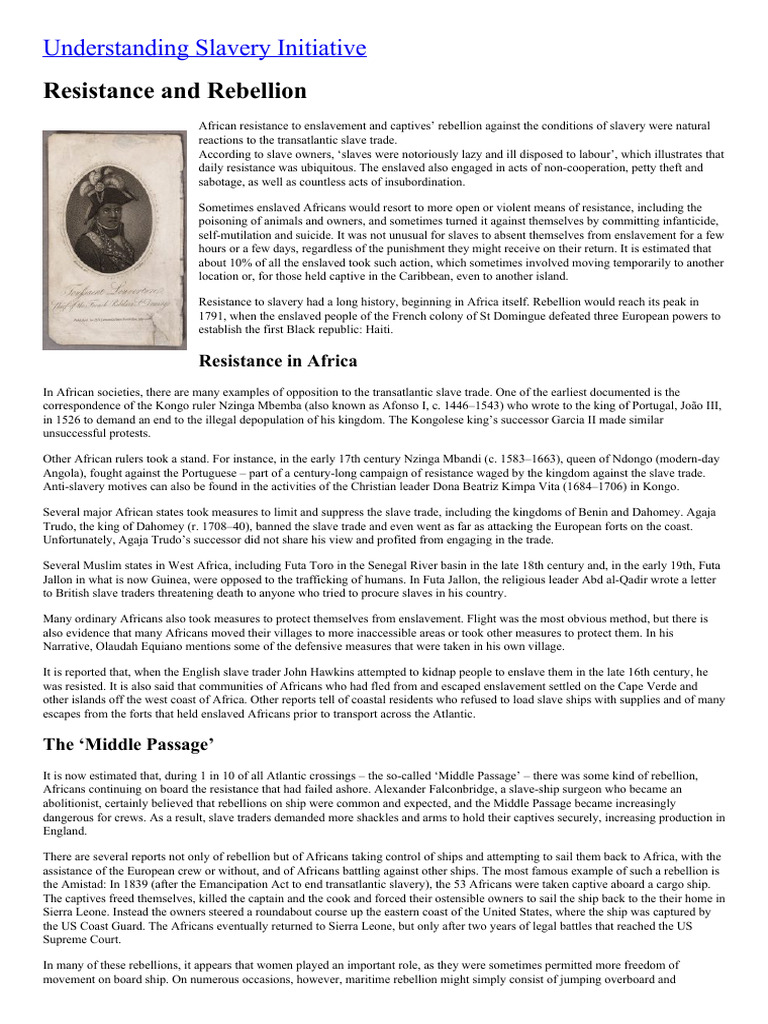 Resistance and Rebelliondaowindandowandaoindna | PDF | Atlantic Slave ...