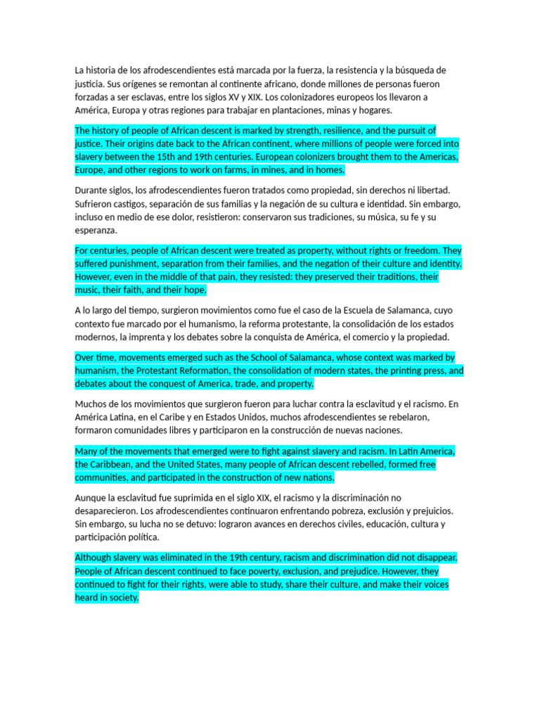 Historia de los afrodescendientes | PDF