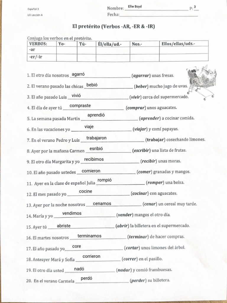 Kami Export - Ellie Boyd - El Preterito Practica - Ar, Er, Ir | PDF