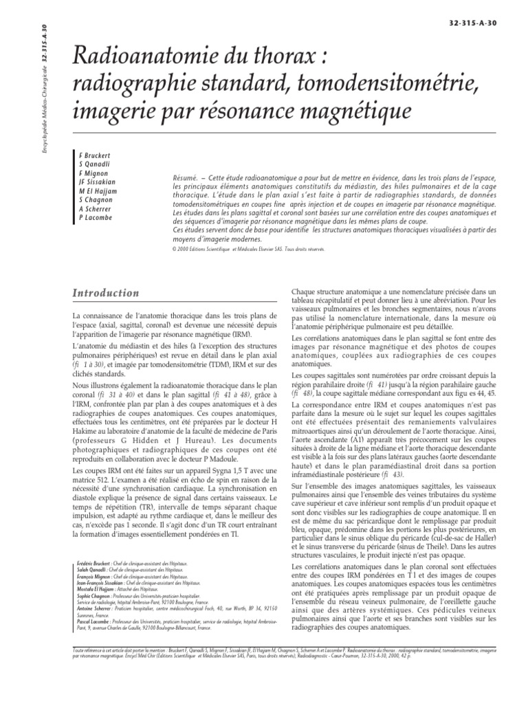 Radioanatomie thoracique en imagerie | PDF | Aorte | Angiologie