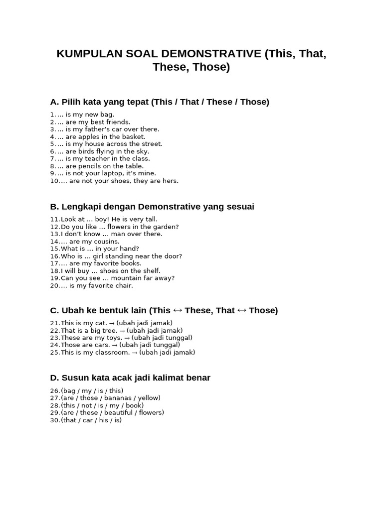 Soal Demonstrative | PDF