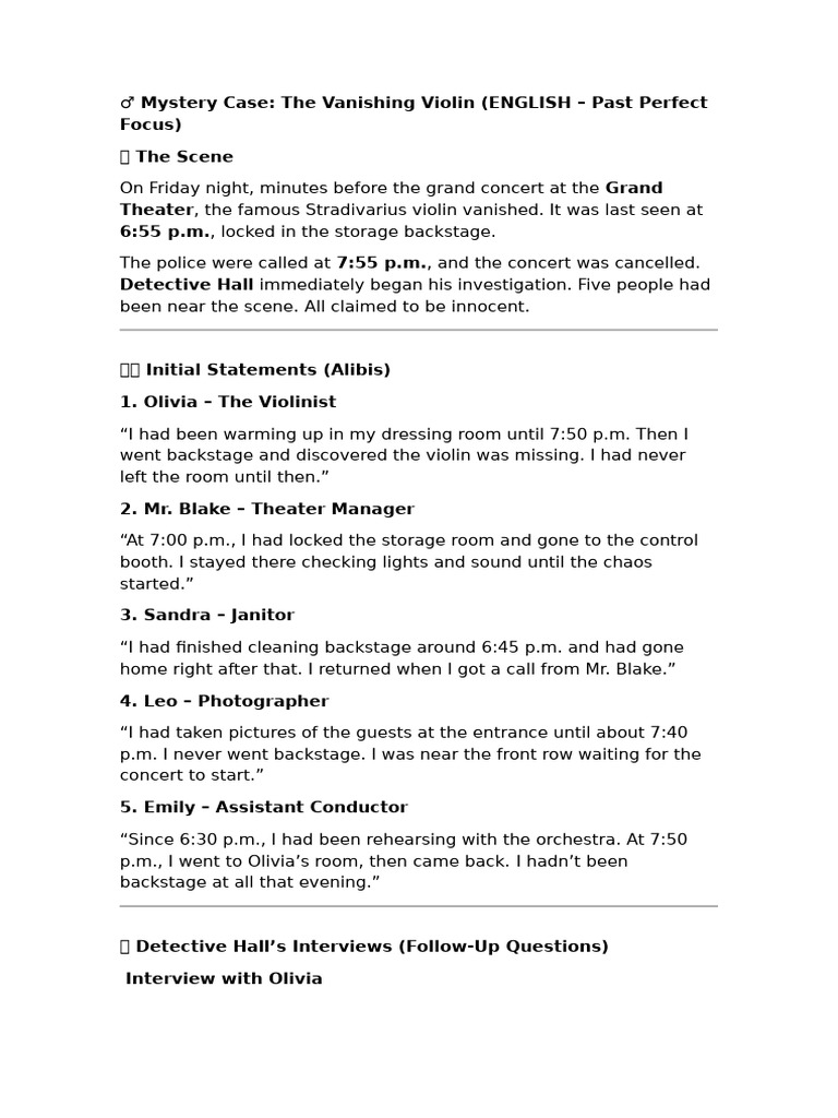 Mystery Case The Vanishing Violin | PDF