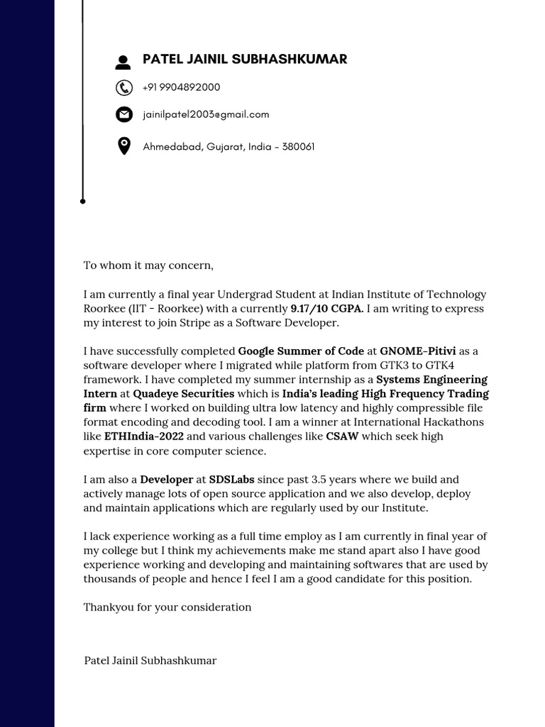 Coverletter Stripe | PDF