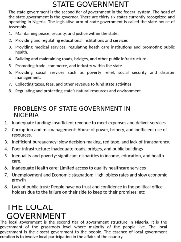 Challenges of State and Local Government in Nigeria | PDF | Poverty ...