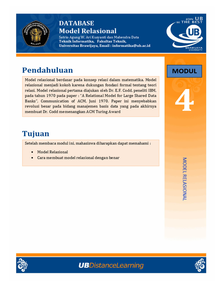 Modul Basis Data I 4 Model Relational | PDF