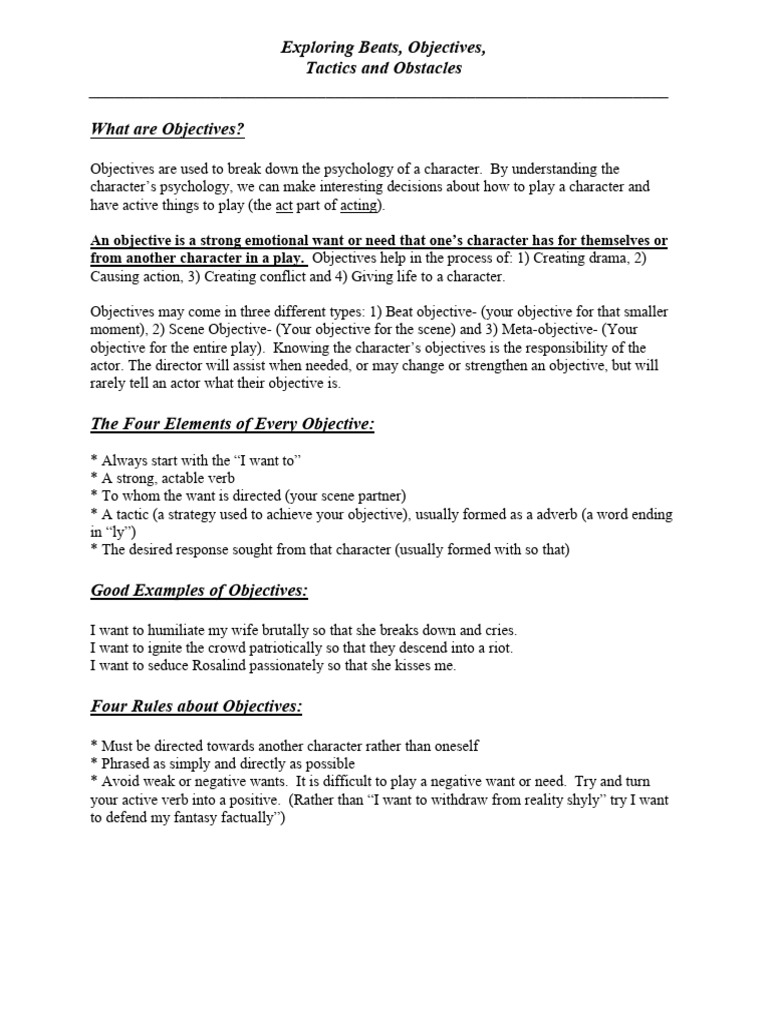 Objectives Tactics Binder | PDF