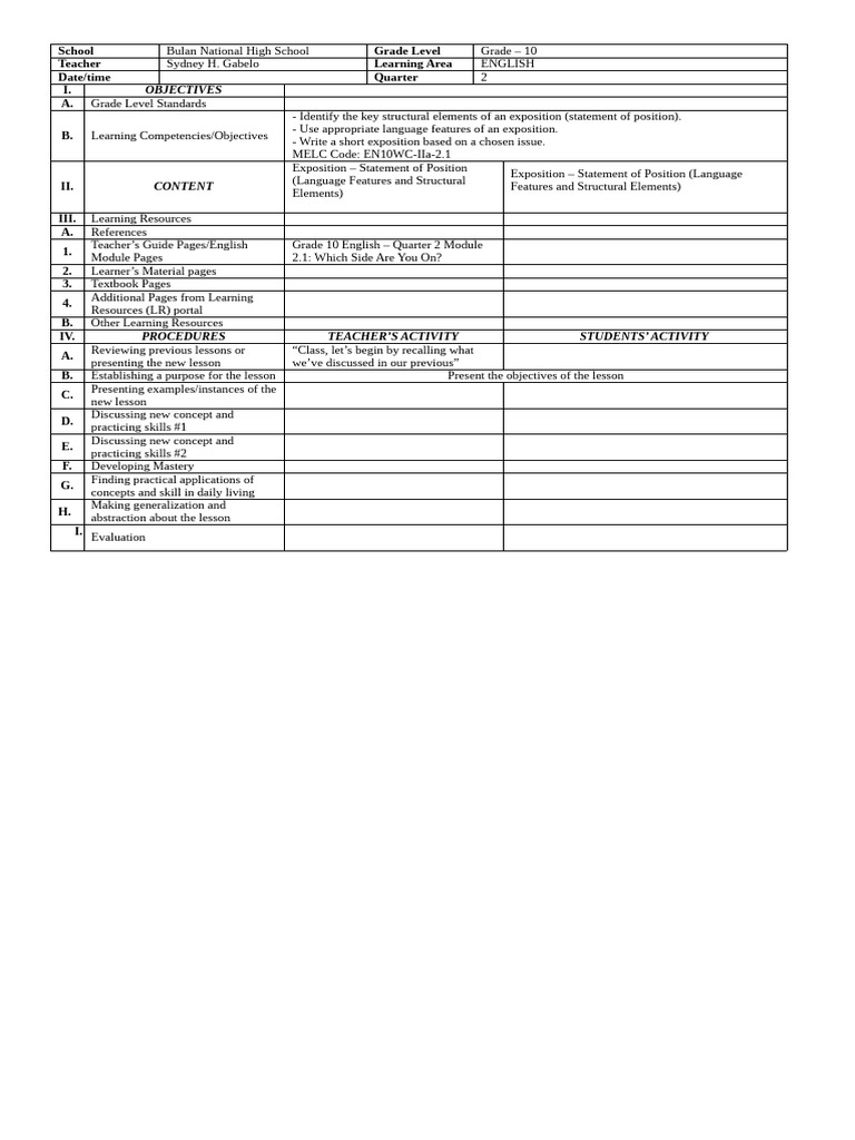 DLP Template | PDF