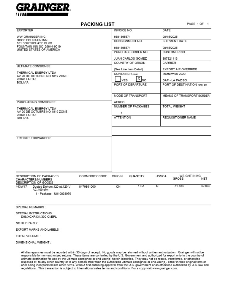 PackingList | PDF | Business | Freight Transport